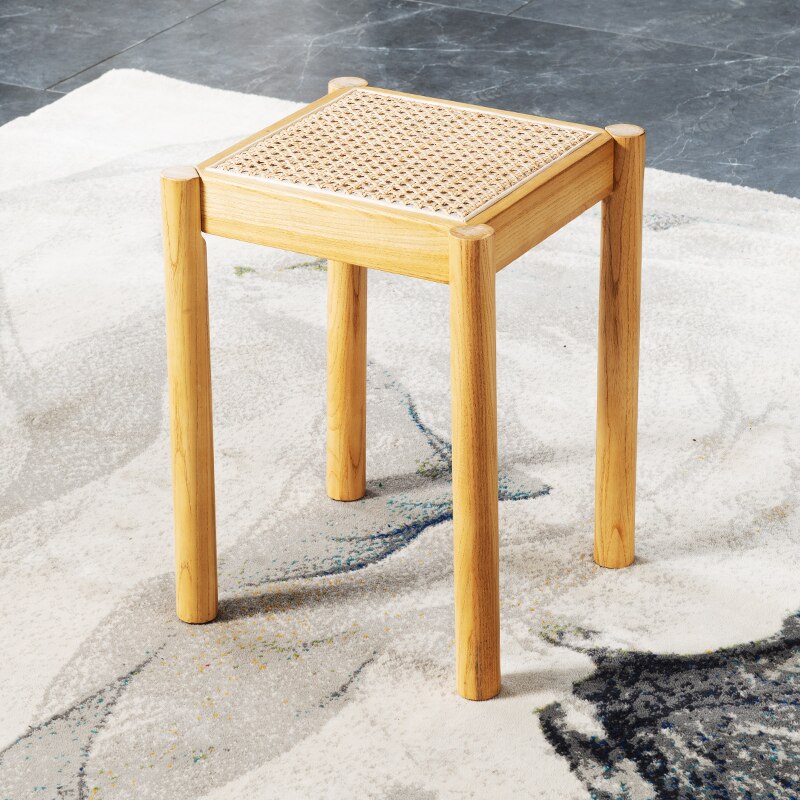 Nordic Design Rattan Woven, Portable and Stackable Wooden Stools ...